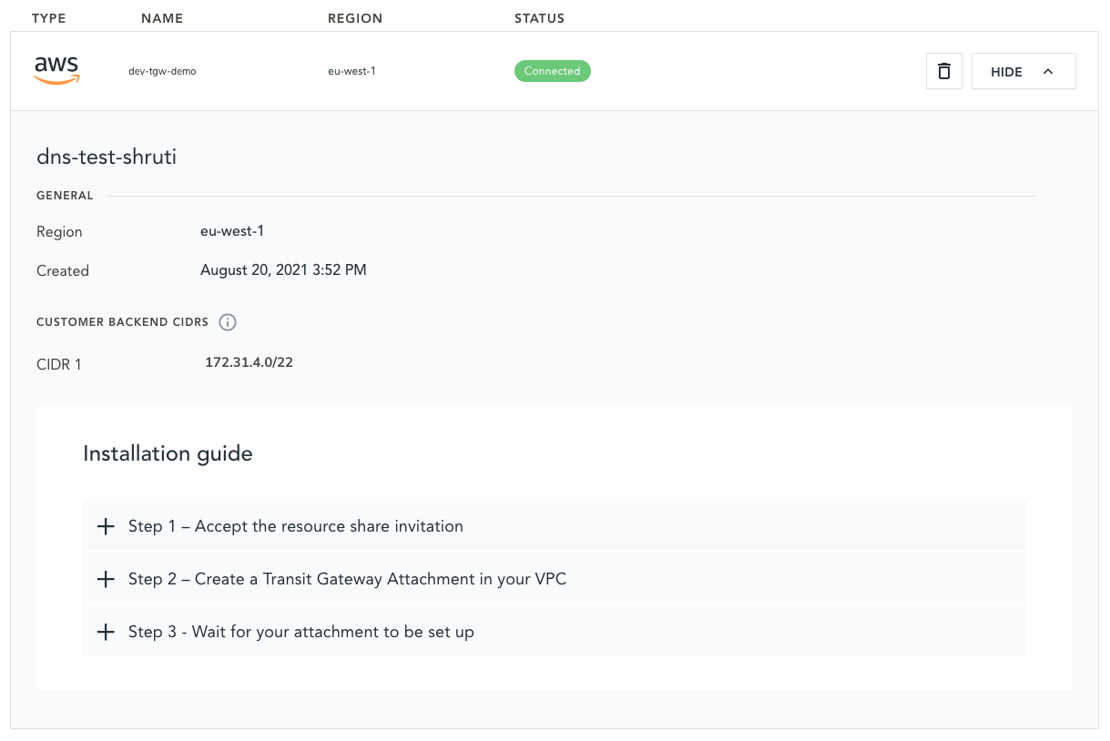 Cloud Connect Integration Into AWS Transit Gateway | emnify Integration Guides